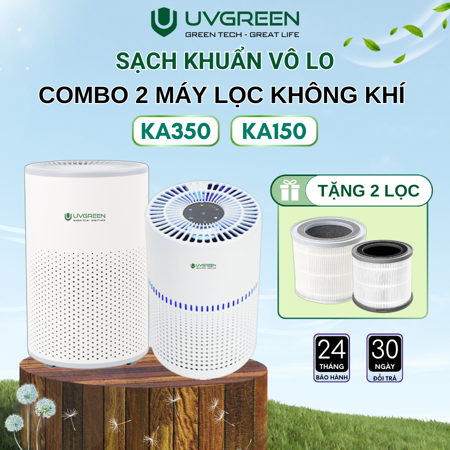 [Tặng Lọc] Combo Máy Lọc Không Khí Diệt Khuẩn UVGREEN KA350 và KA150 ...