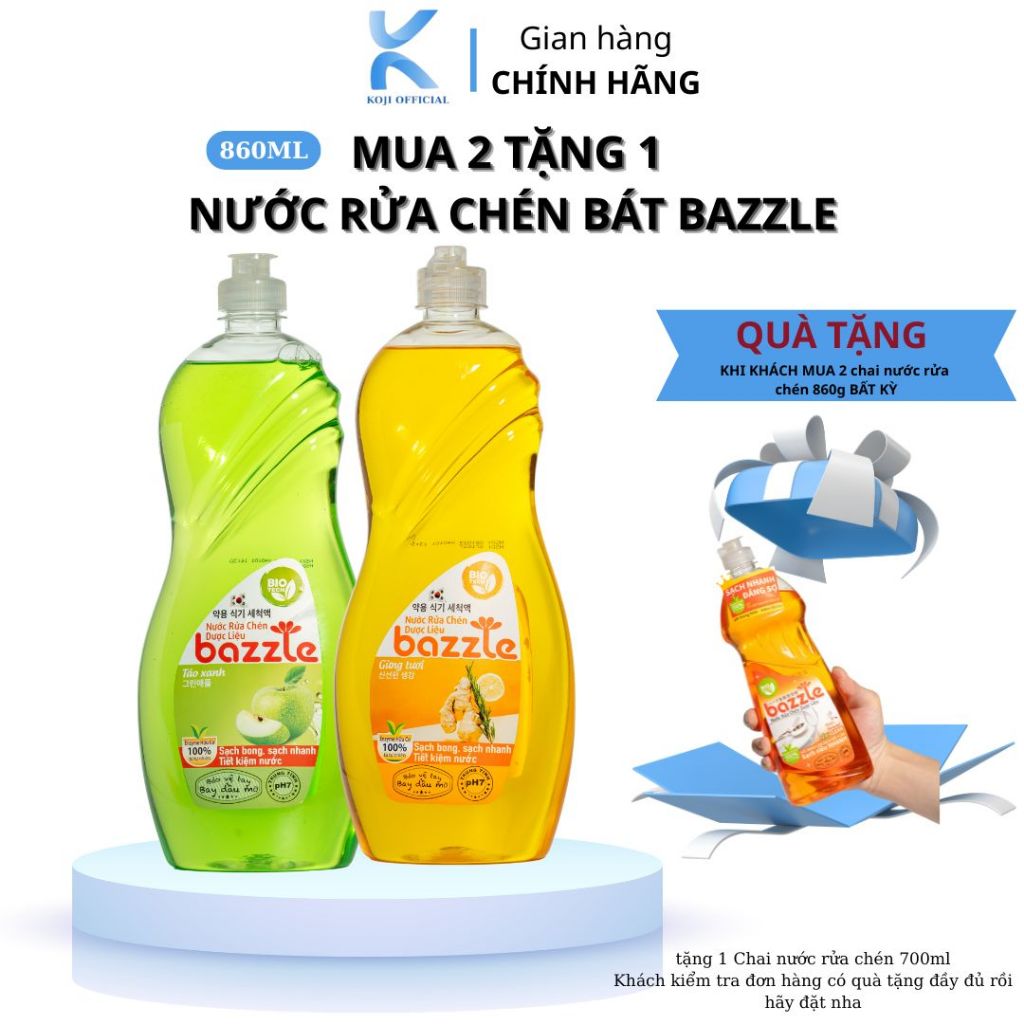 Nước rửa chén dược liệu Bazzle hương thiên nhiên không gây kích ứng da ...