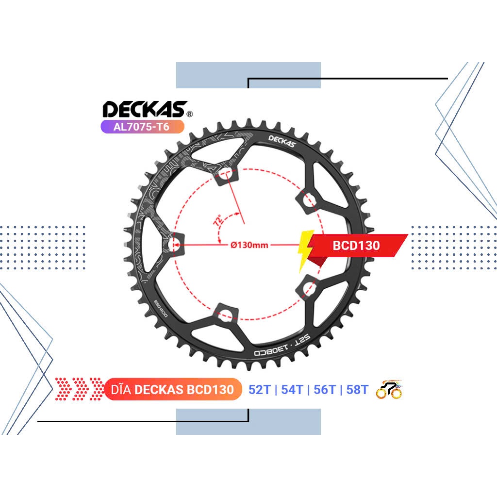 DĨA XE ĐẠP - TOURING / FIXED GEAR - DECKAS - 58T - BCD 130 | Shopee ...