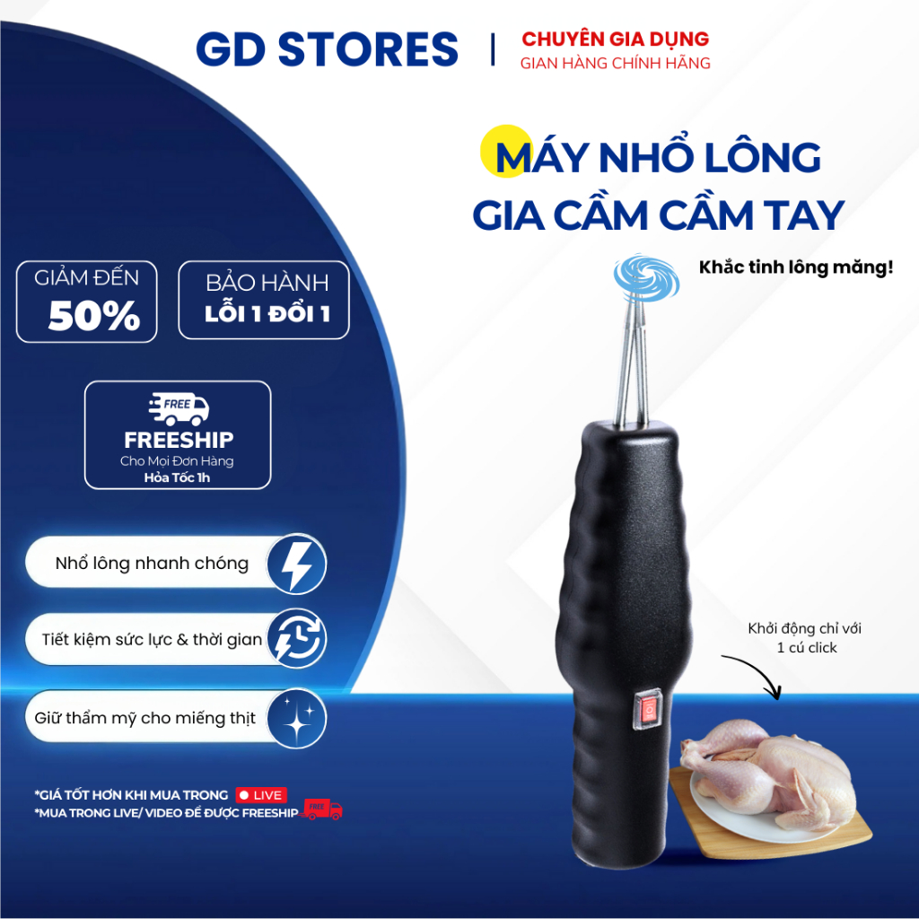 [SẮP TĂNG GIÁ] Máy Vặt Lông Vịt Cầm Tay Chống Nước Nhặt Sạch Lông Măng - GD Stores | Shopee Việt Nam