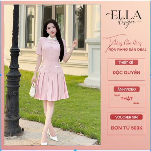 Váy Đầm Thiết Kế Ella Desgin dành cho nữ dáng ngắn phối cổ trắng tà váy ...