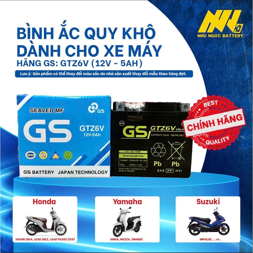 Ắc quy GS GTZ6V gắn xe tay ga Airblade 125, Vision (2014-2025), Lead 125,.... | Shopee Việt Nam