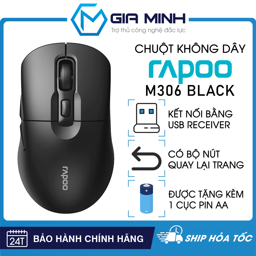 Chuột Không Dây Rapoo M306 - Phù Hợp Văn Phòng - Tặng Kèm Pin - Hàng ...