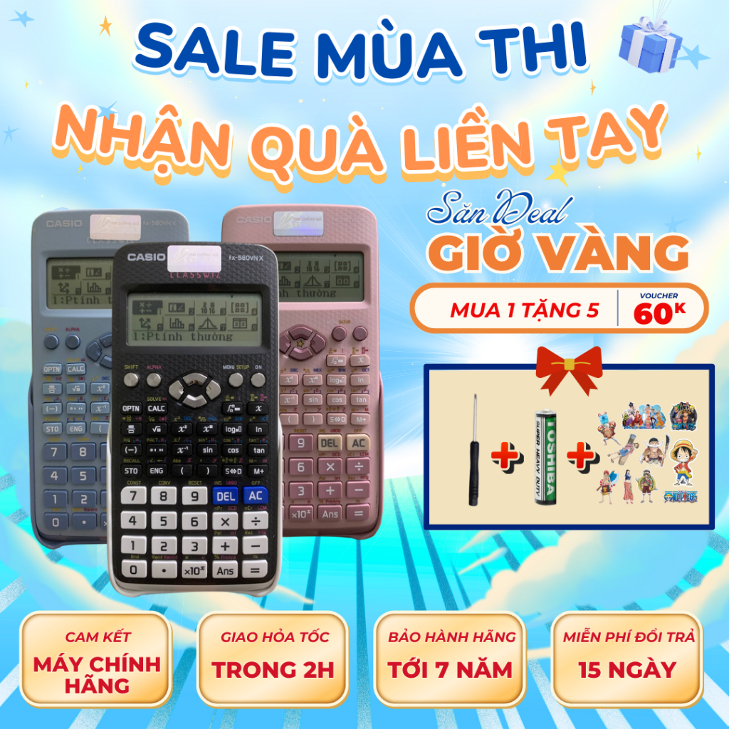Máy tính CASIO FX - 580VNX cũ (độ mới 80-99%) máy tính bỏ túi cũ CHÍNH ...