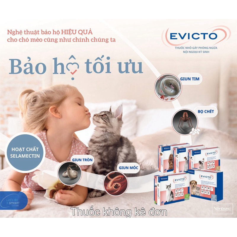 Nhỏ gáy Virbac Evicto cho chó mèo - Hỗ trợ kiểm soát ve tai, bọ chét ...