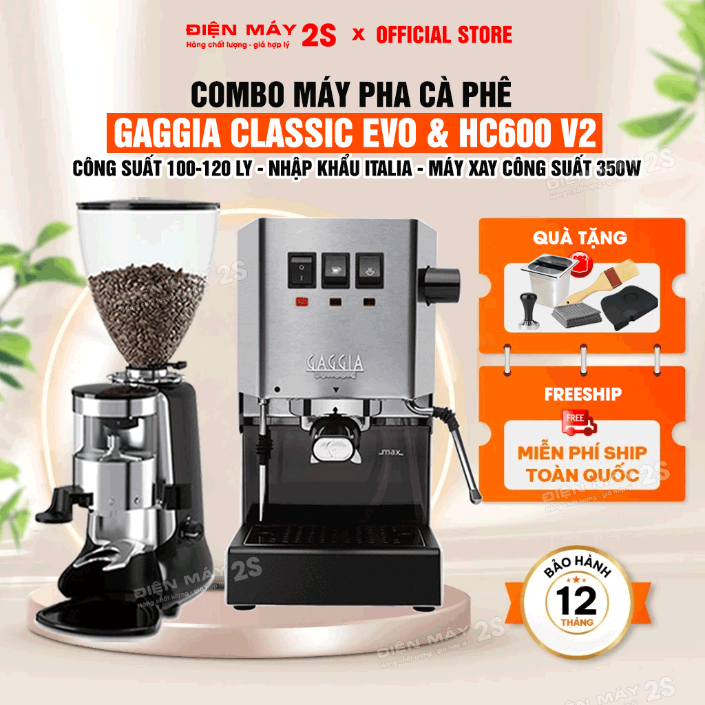 [HCM-Giao ngay] Combo Máy Pha Cà Phê Gaggia Classic E24 New 2026 & Máy ...