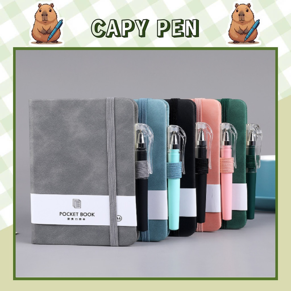 Sổ tay ghi chép mini bìa da PU hoạ tiết đơn giản A7 100 tờ 200 trang ...