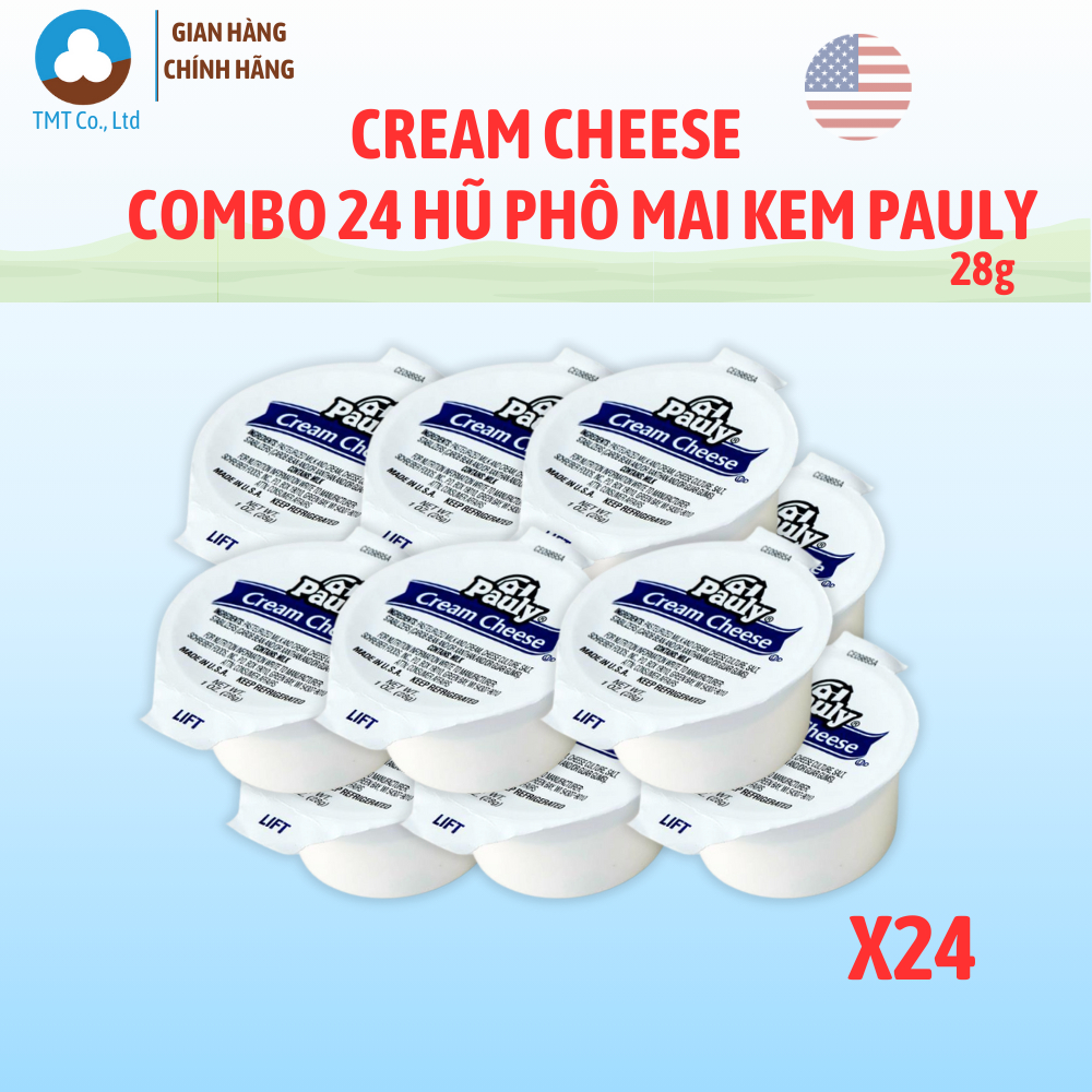 Combo 24 hũ Phô mai kem Pauly Cream Cheese 28g /hũ nhập khẩu Mỹ Date 05 ...