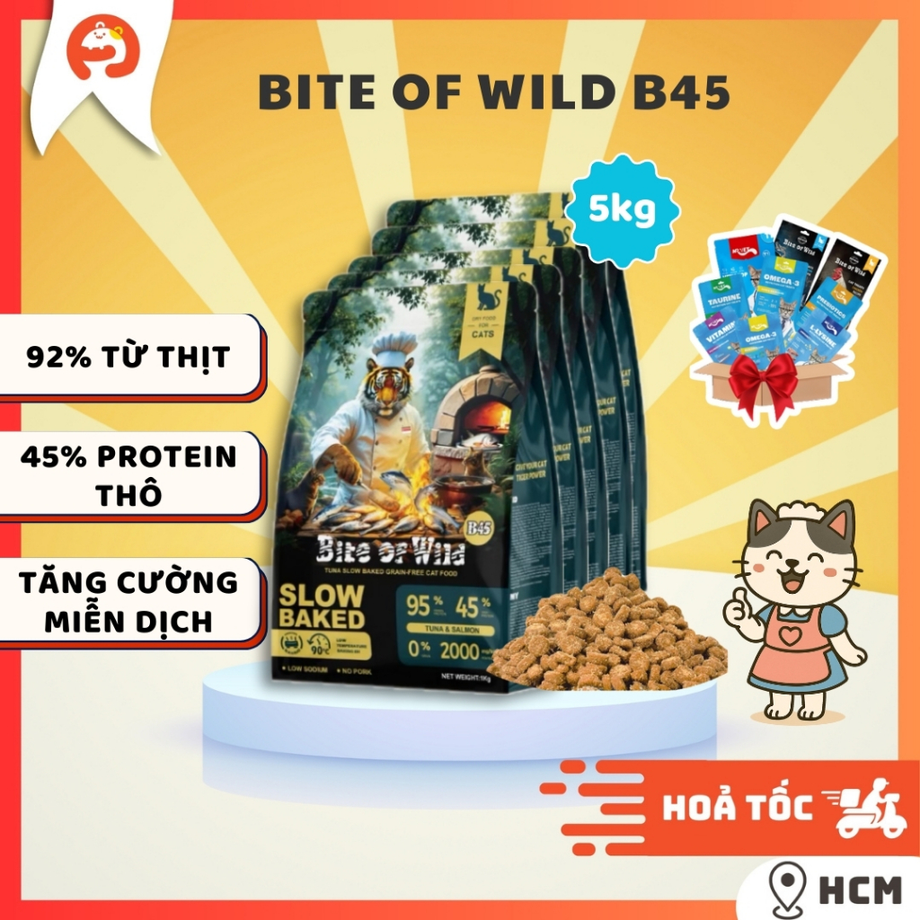 COMBO 】5 Gói Hạt 1kg Bite Of Wild B45 Cho Mèo Ở Mọi Lứa Tuổi- 95% Thịt ...