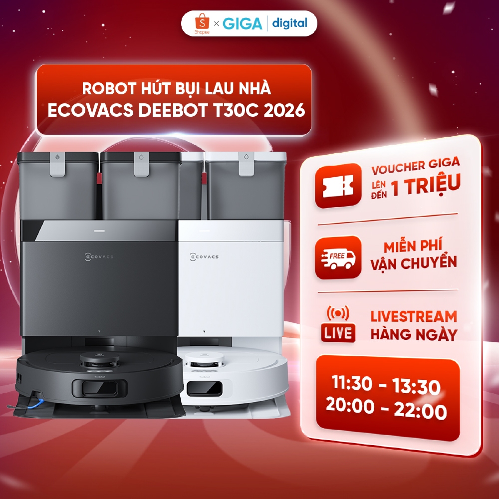 Robot hút bụi lau nhà Ecovacs Deebot T30C 2026 - 20000Pa - ZeroTangle 3.0 - Giặt giẻ nước nóng ...
