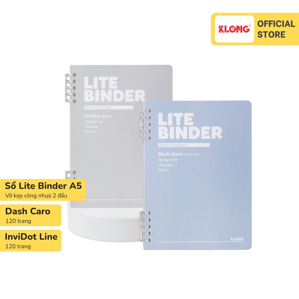 Sổ còng nhựa 2 đầu Lite Binder Dash Caro InviDot Line bìa PP KLONG A5 ...