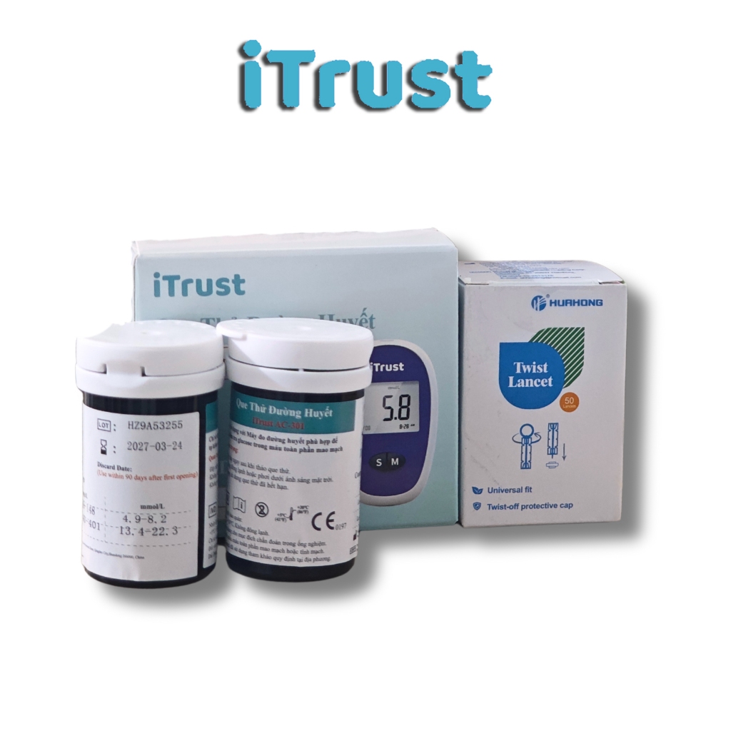 Hộp 50 que thử đường huyết iTrust AC301 + 50 kim chích máu | Shopee Việt Nam