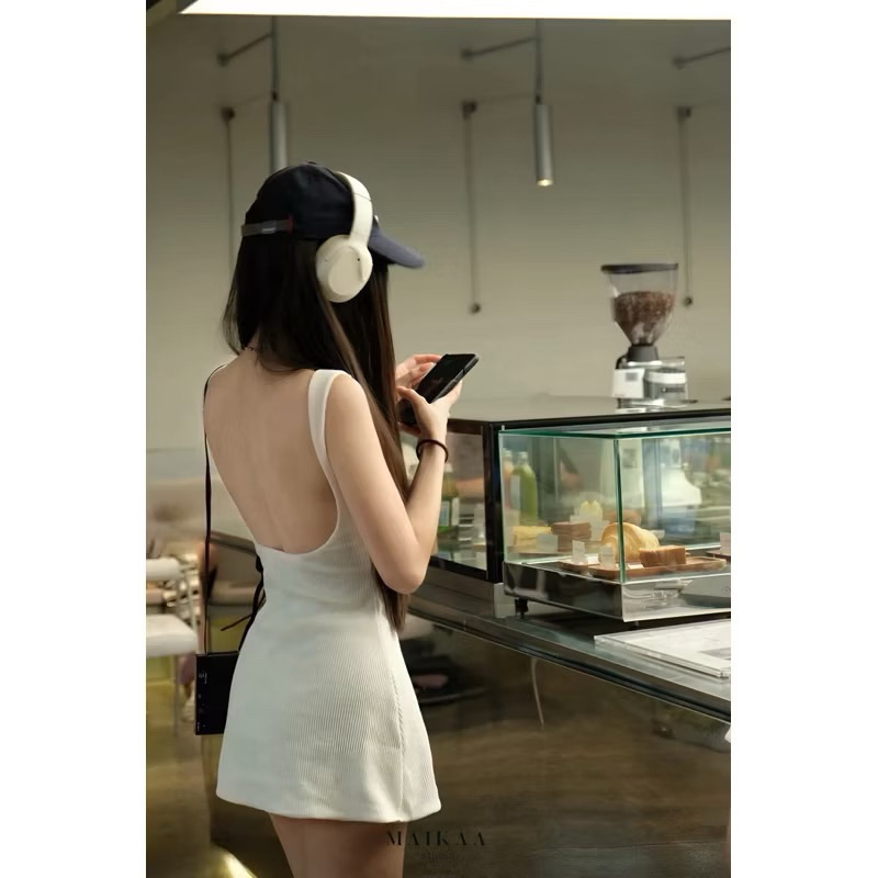 Maikaa Studio - váy thun form chữ A hở lưng kèm quần siêu cá tính - Naomi Set N15 | Shopee Việt Nam