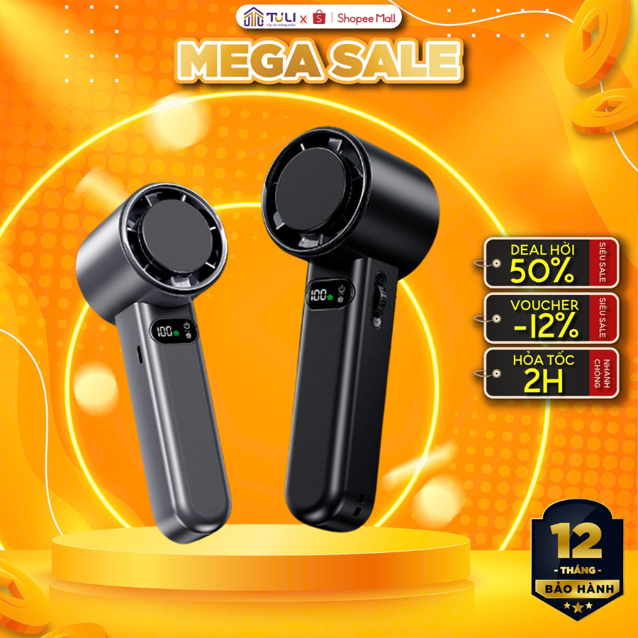 Quạt Turbo Jet 4800 mAh TULI TL-QCT02 có thể sạc lại, cầm tay, có sò ...
