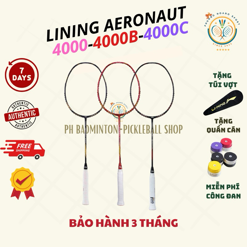 HOẢ TỐC [Đan-Tặng túi+quấn] Vợt Cầu Lông Lining Aeronaut 4000-4000B ...
