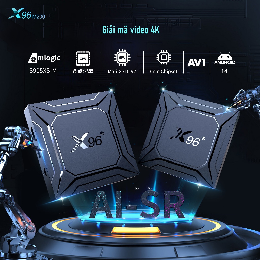 X96 M200 Android 14 Set Top Box RAM 4GB ROM 64GB Wifi HDMI Cổng USB 4K UHD Resolusi Smart TV BOX ...
