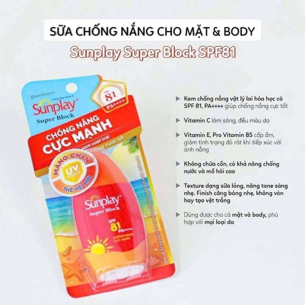 Kem chống nắng Sunplay dạng sữa Sunplay Super Block SPF 81, PA++++ 30g ...