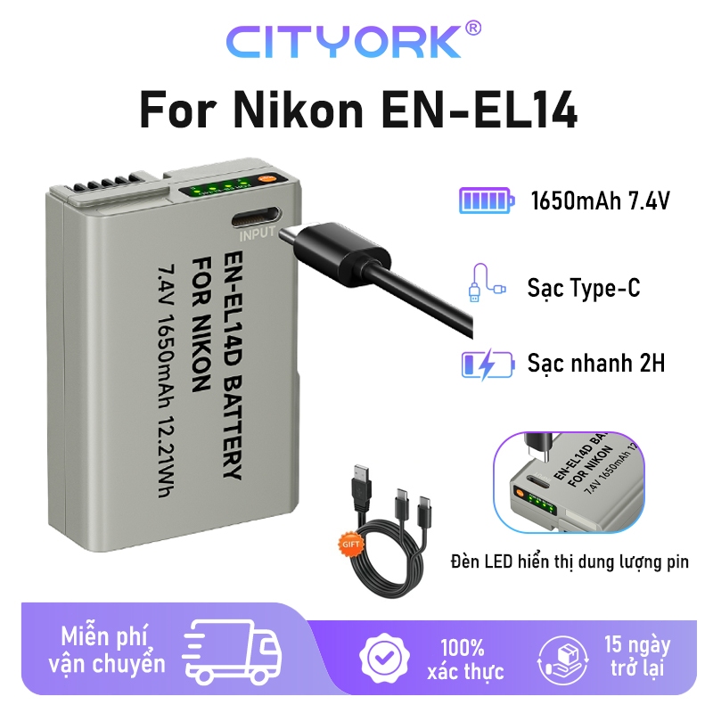 Pin máy ảnh CITYORK Nikon EN-EL14 EL14 cho Nikon D5300 D5200 D5100 ...