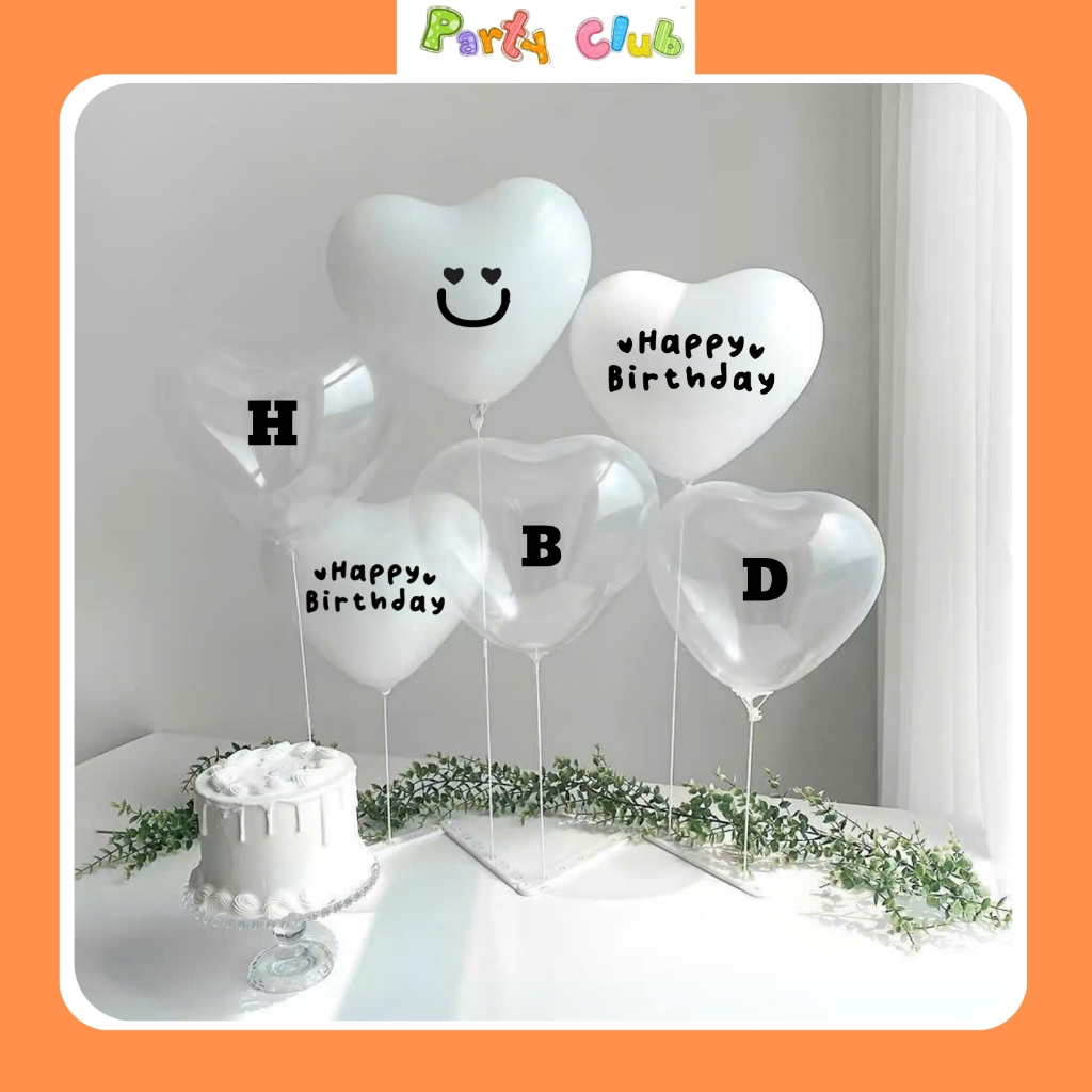 Bóng cao su trái tim dán decal chữ HBD trang trí sinh nhật | Shopee ...