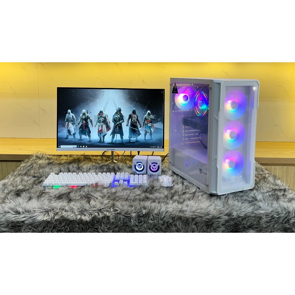 PC GAMING Case Trắng 4 Fan Led Chiến Tốt Các Loại Game ( GTA V,CF ...