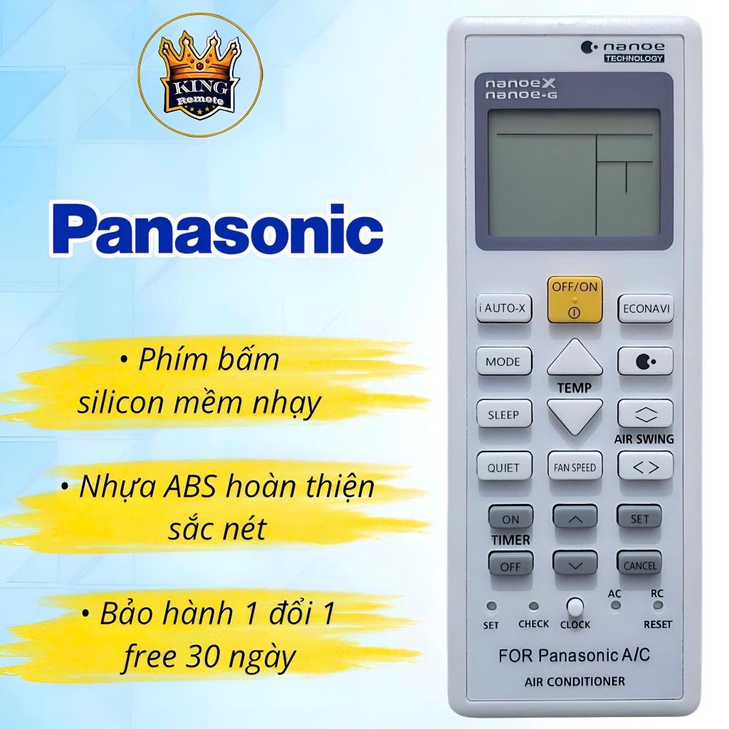 Điều khiển remote điều hòa máy lạnh PANASONIC 2 chiều NANOE hàng loại ...