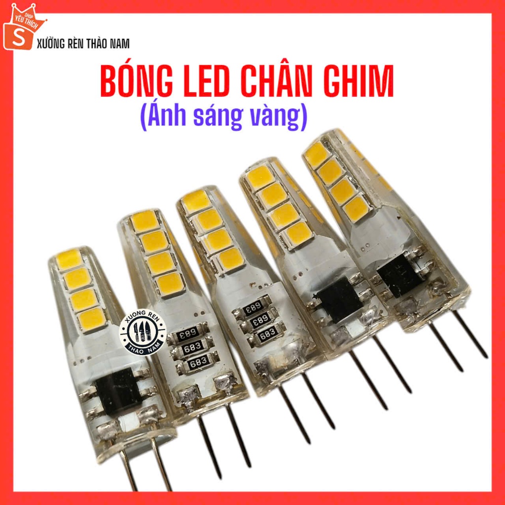 Combo 10 Bóng led chân ghim ánh sáng vàng - bóng đèn led chân gài dùng ...