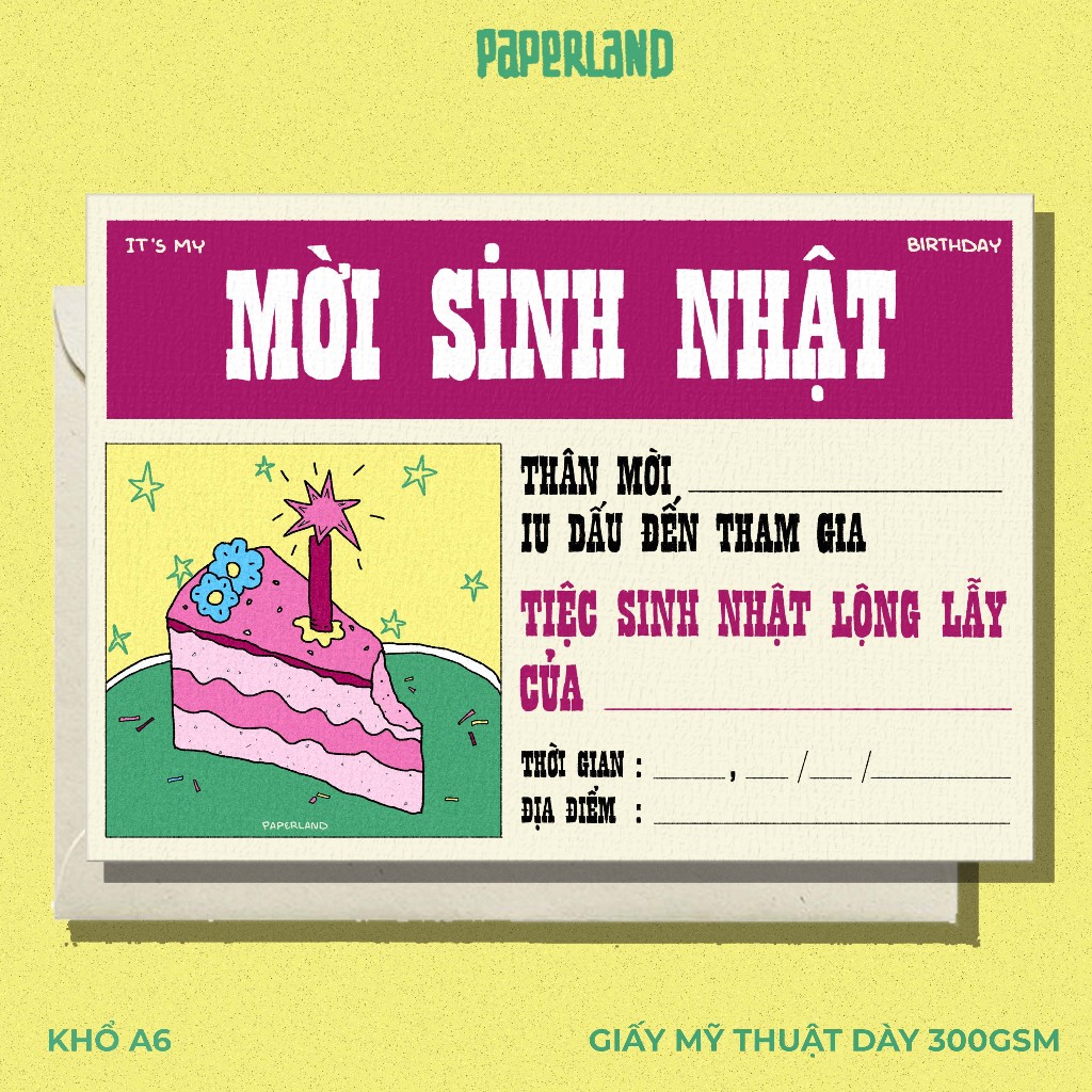 THIỆP MỜI SINH NHẬT | postcard mời bạn đi sinh nhật nhiều khổ giấy ...