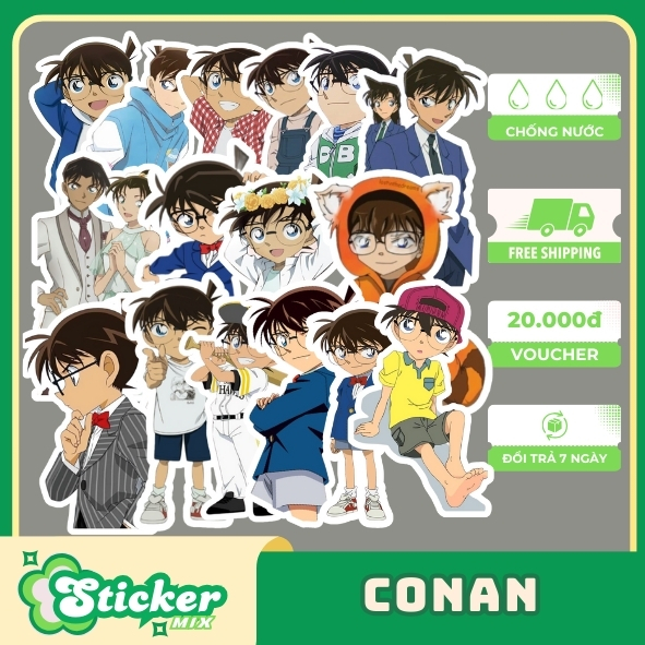 Set 50 sticker dán trang trí hoạt hình CONAN siêu ngầu & dễ thương ...