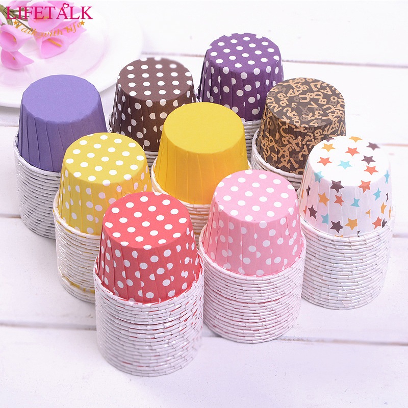 🎉 LY GIẤY CUPCAKE TRÒN 5040 - 100 CÁI 🎉Màu sắc & họa tiết: Giao ngẫu ...