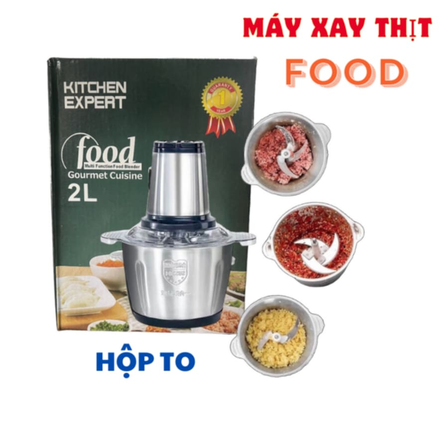 Máy Xay Thịt Đa Năng Cối Inox 2L 304,4 Lưỡi Dao Thép Không Gỉ,Say Sinh Tố Thịt, Cá, Rau củ,Hoa ...