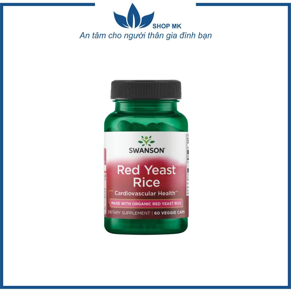 Viên uống SWANSON RED YEAST RICE, 60 viên, Hỗ trợ nồng độ lipid trong ...