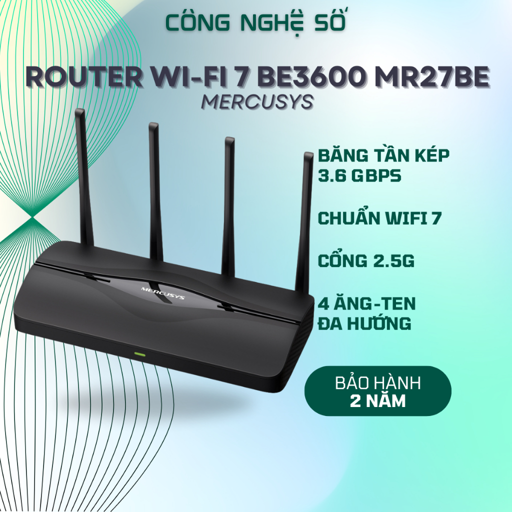 Router WiFi 7 Mercusys MR27BE – Chuẩn BE3600 – Băng Tần Kép – 4 Anten ...