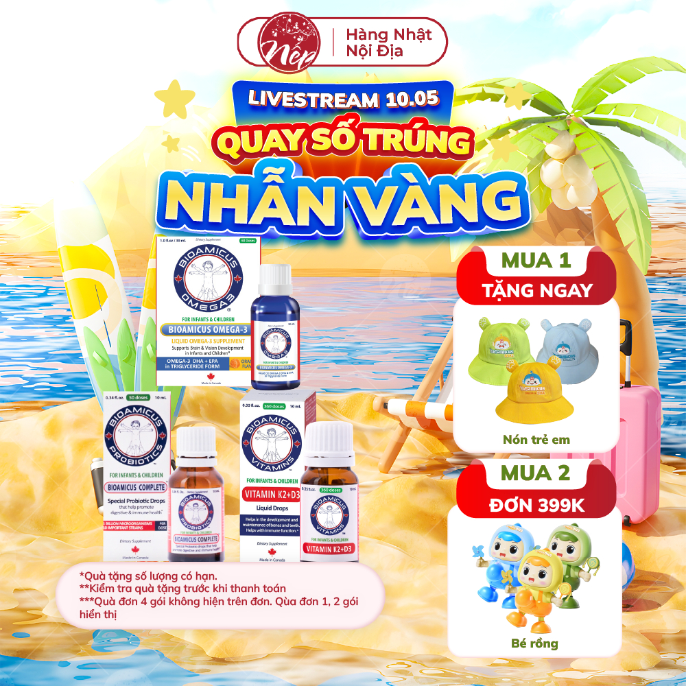 BioAmicus OMEGA 3 / Men vi sinh 10 chủng / Vitamin D3 / Vitamin D3K2 ...