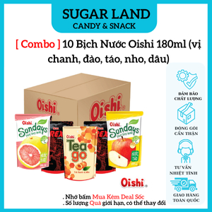Combo 10 Túi Nước Oshi Tea Go, Sunday, T-Rex vị chanh, đào, táo, nho ...
