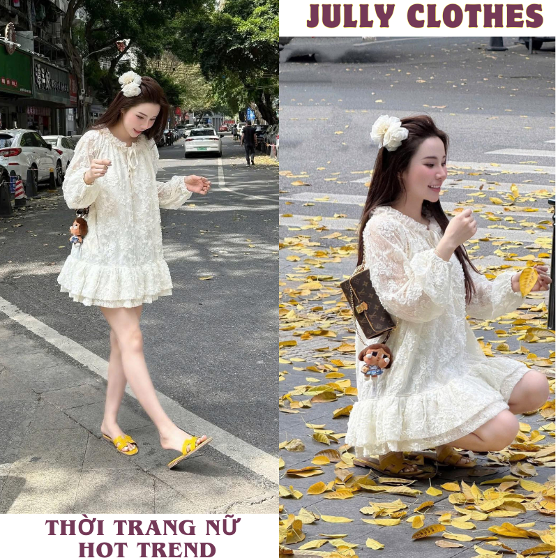 Váy nữ tiểu thư dáng babydoll chất ren dễ thương mẫu ngắn đi làm đi chơi, đầm nữ xinh HCOM25765 ...