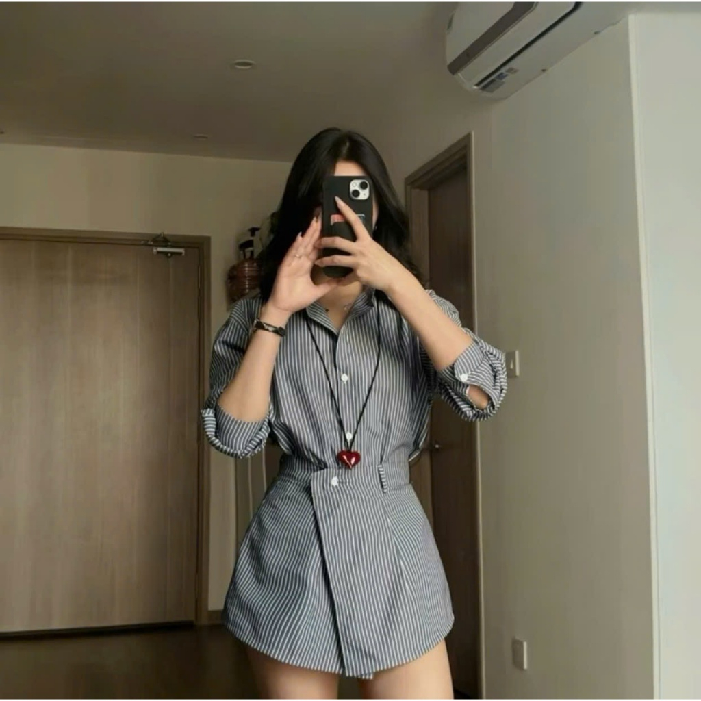 ( Sẵn) Set Áo Sơ Mi Cổ Bẻ Kèm Chân Váy Quây Kiểu Dáng Thanh Lịch Lena ...
