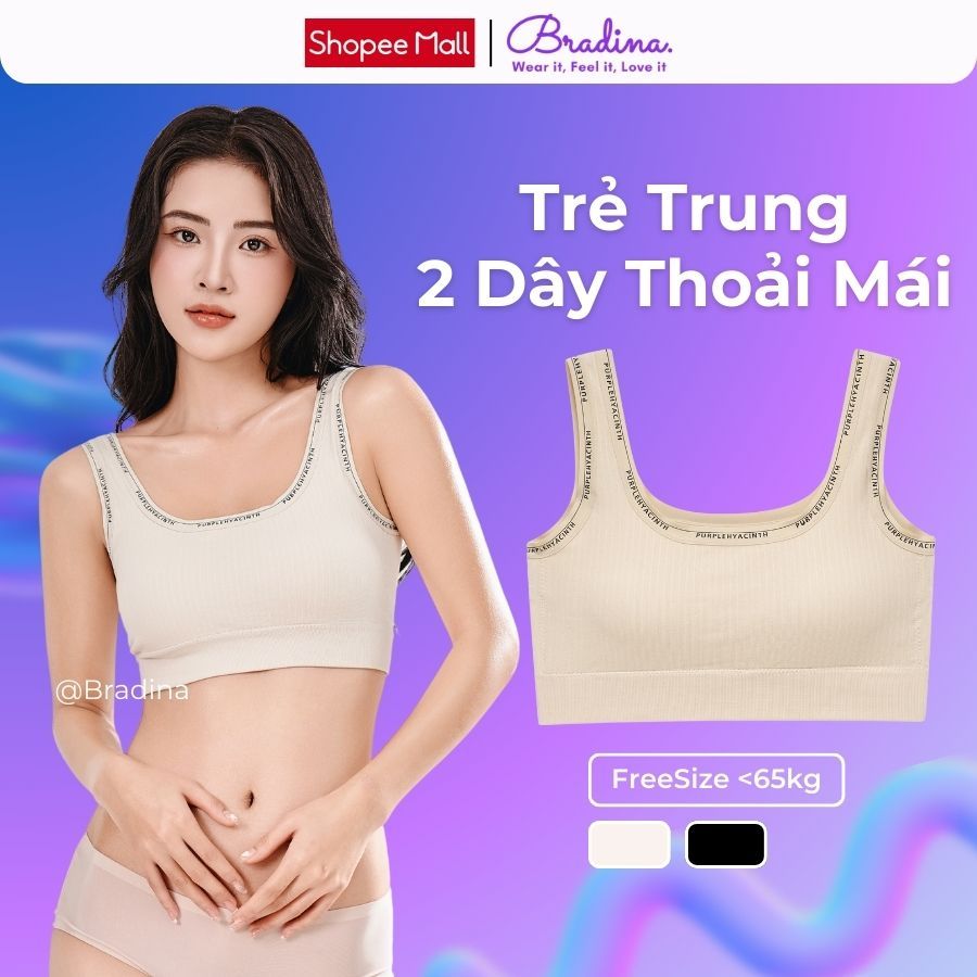 Áo bra 2 dây nữ Bradina BraTop, có đệm mút cố định, kiểu trẻ trung, dáng ôm ABT2 | Shopee Việt Nam