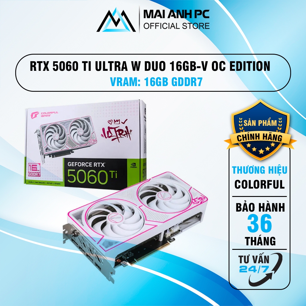 VGA Colorful iGame GeForce RTX 5060 Ti Ultra W DUO OC 16GB-V GDDR7 | Shopee Việt Nam