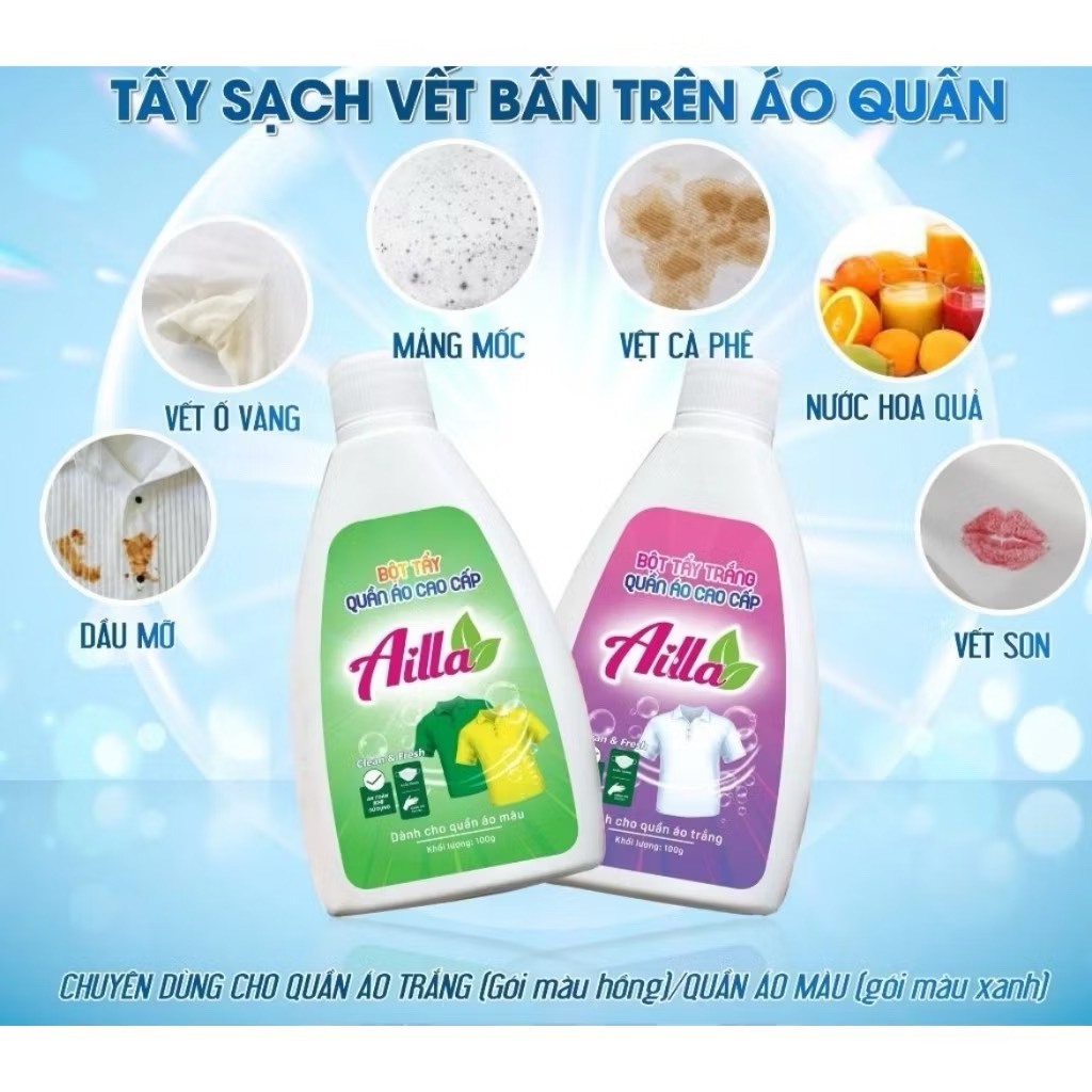 Bột Tẩy Mốc Quần Áo Cao Cấp Ailla 100Gr Làm Sạch Quần Áo Trắng, Quần Áo ...