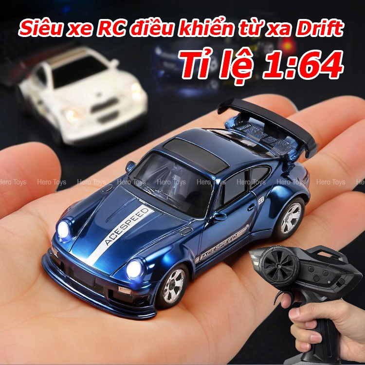 Xe ô tô điều khiển từ xa Drift RC 1:64 mini siêu tốc - Đèn LED, Pin sạc ...