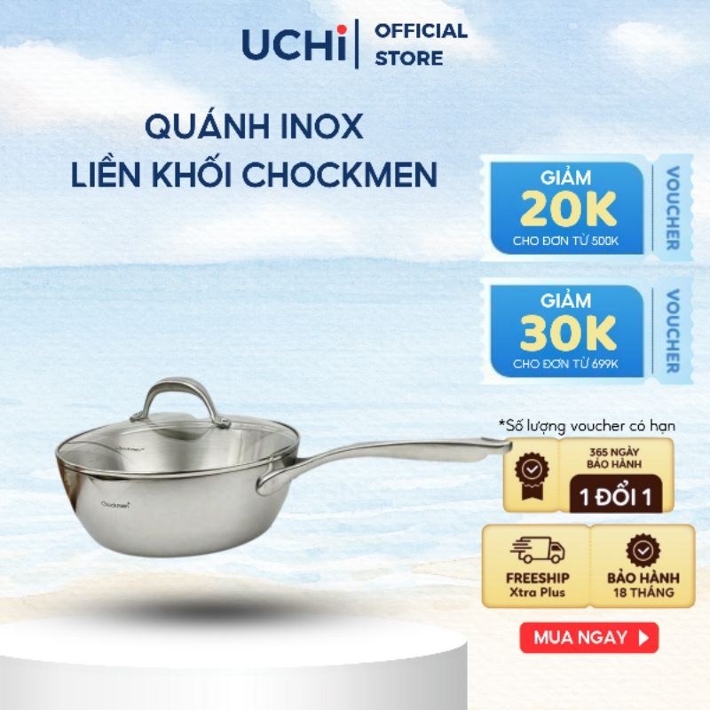 QUÁNH INOX, NỒI INOX LIỀN KHỐI CHOCKMEN CÓ Nắp kính cường lực chịu ...