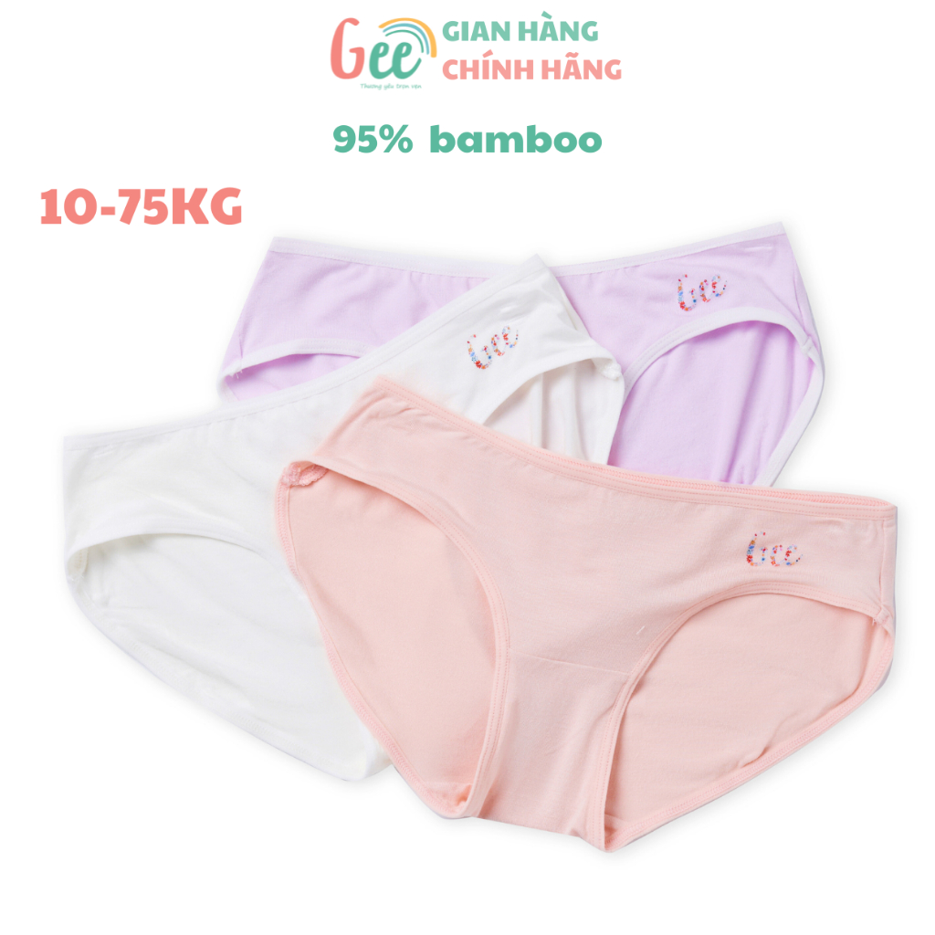 Set 3 quần lót cho bé gái Gee, quần chip tam giác sợi tre, có size cho ...