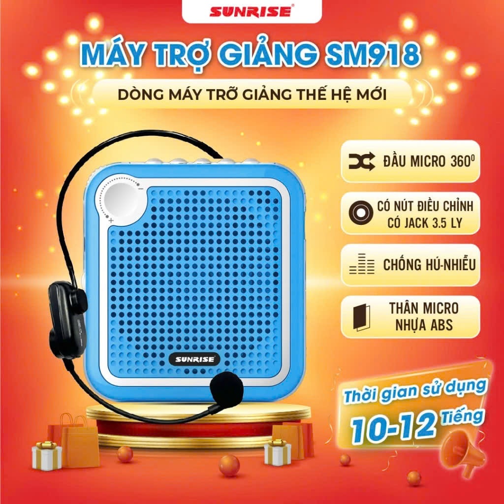 [BH 12 THÁNG]Loa máy trợ giảng không dây chính hãng sunrise SM-918 sóng ...
