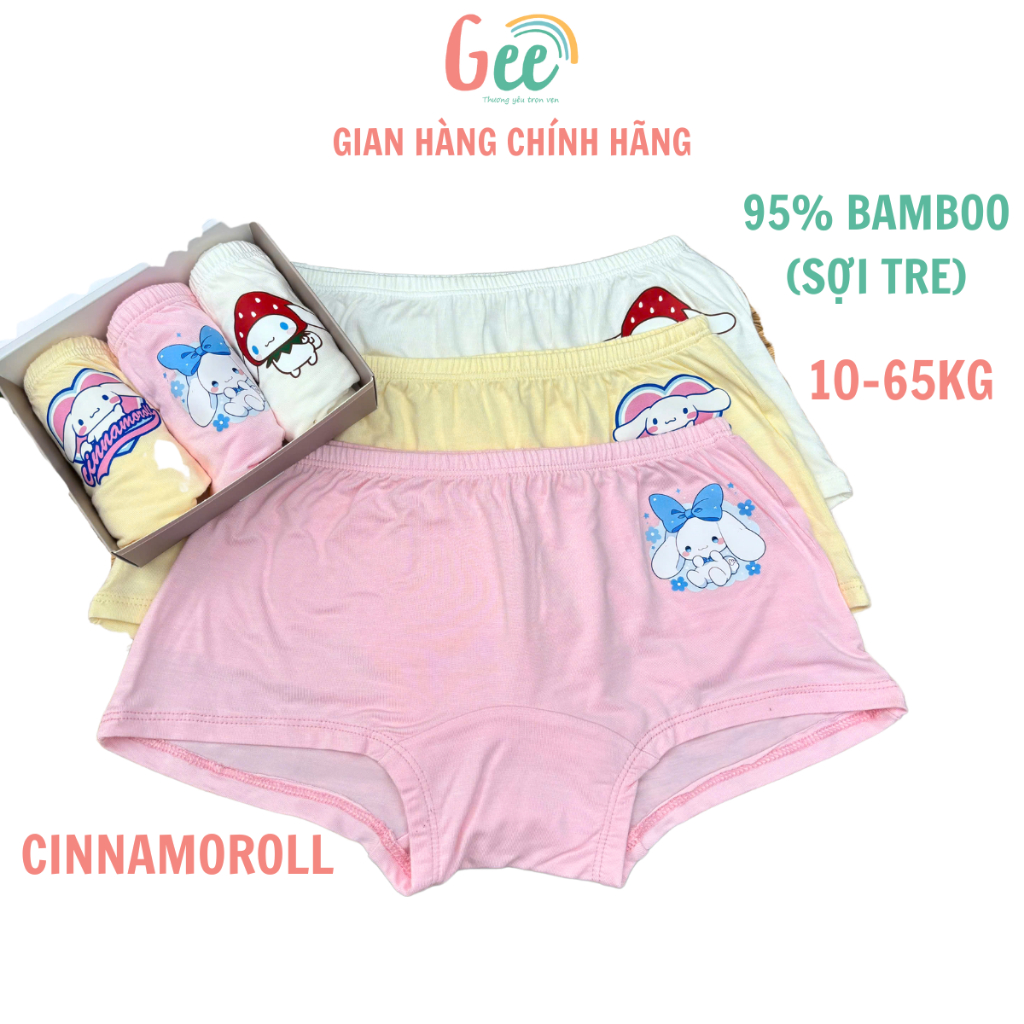 Set 3 quần chip Cinnamoroll cho bé gái Gee dễ thương, size 10-65kg, vải ...