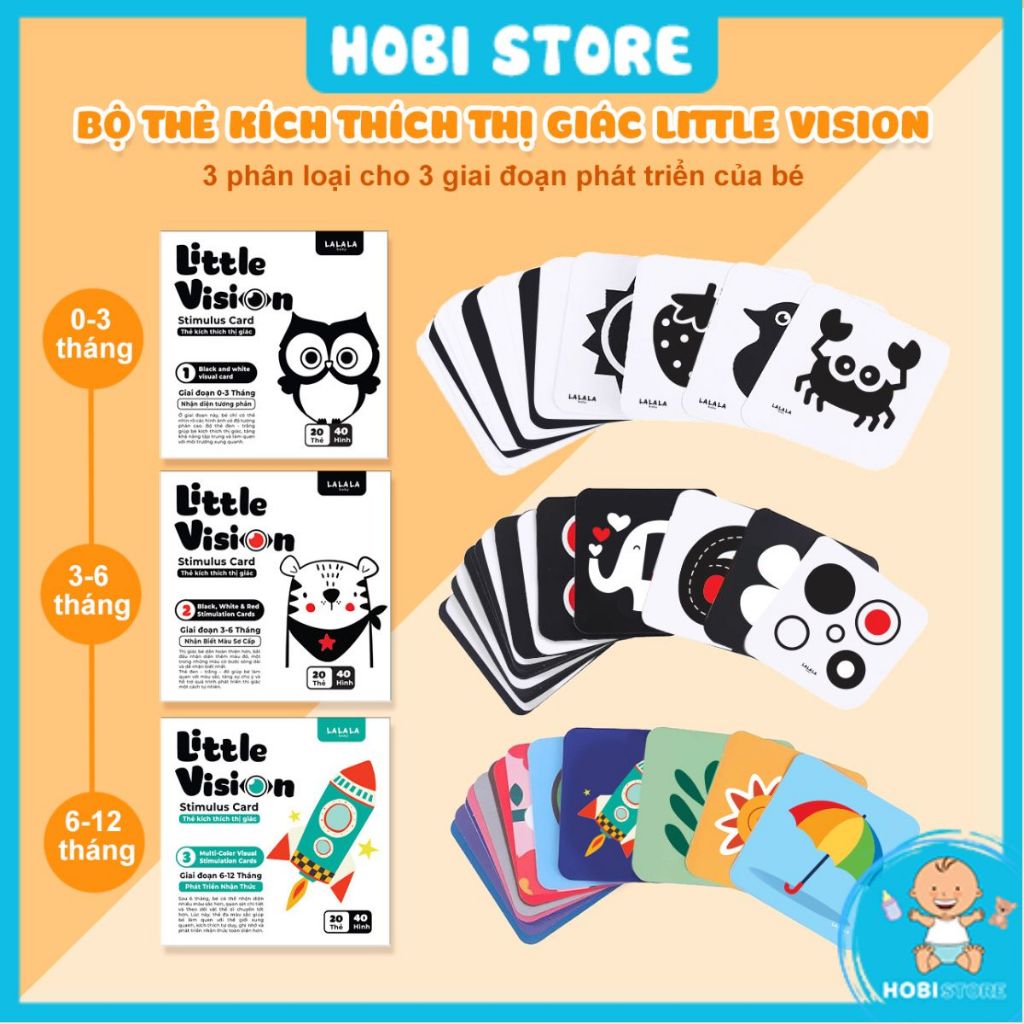 Bộ 20 thẻ kích thích thị giác Little vision thẻ Flashcard cho bé Lalala ...