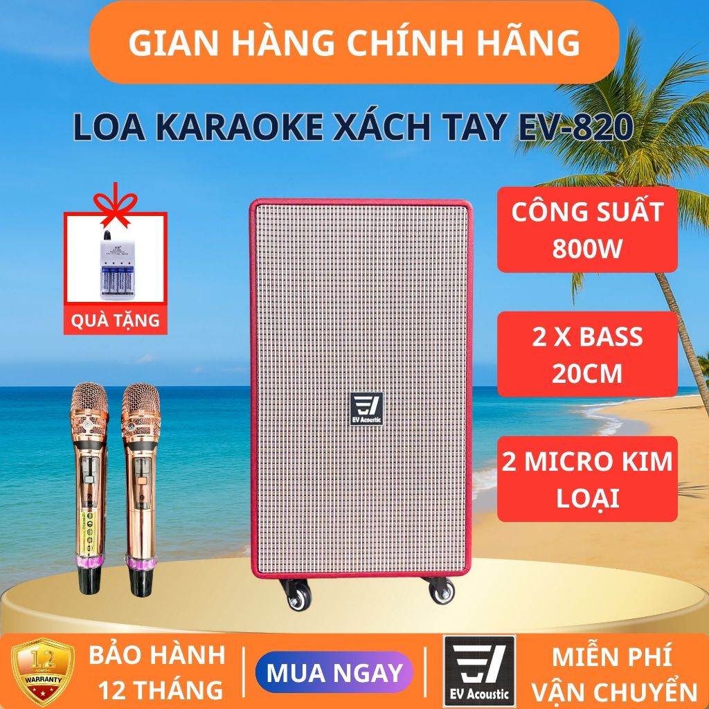 EV Acoustic | EV-820| Loa Karaoke Xách Tay Kẹo Kéo Cao Cấp | Công Suất ...