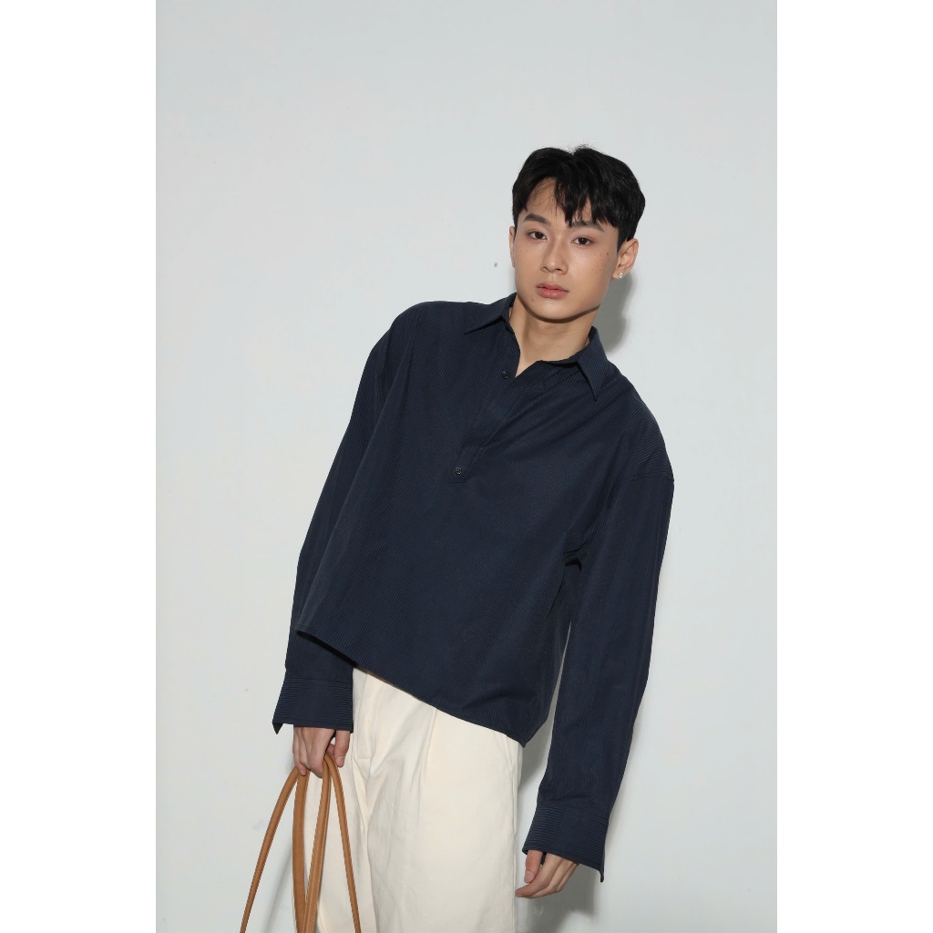 Áo sơ mi nam chui đầu kẻ xanh chìm Tella Shirt by Scott Sor | Shopee ...