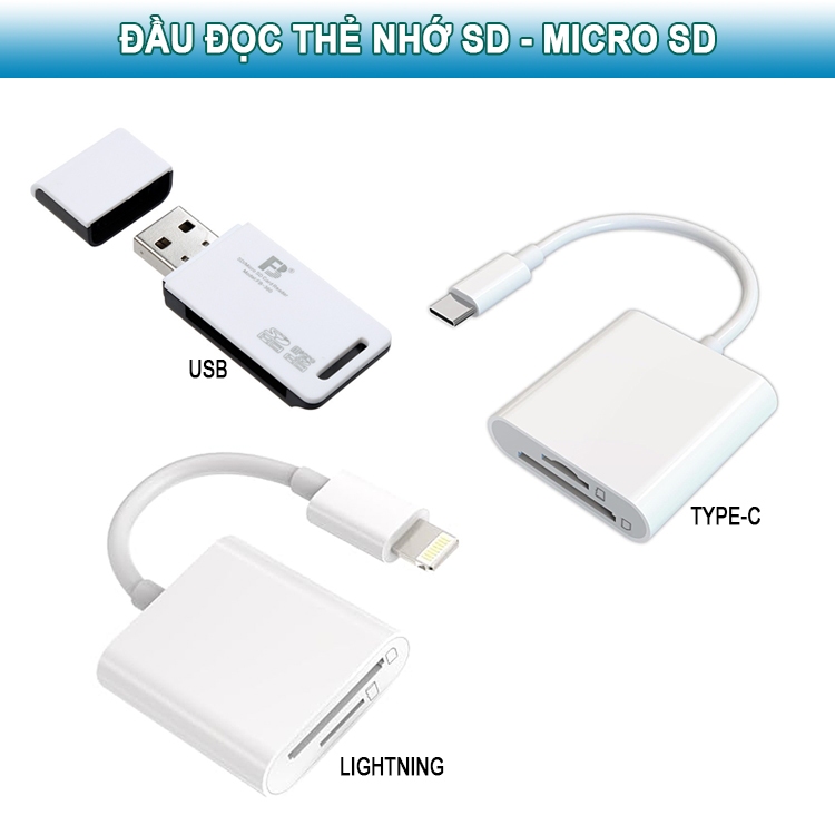 Đầu đọc thẻ nhớ SD, Micro SD (Type-C, Lightning, USB) | Shopee Việt Nam