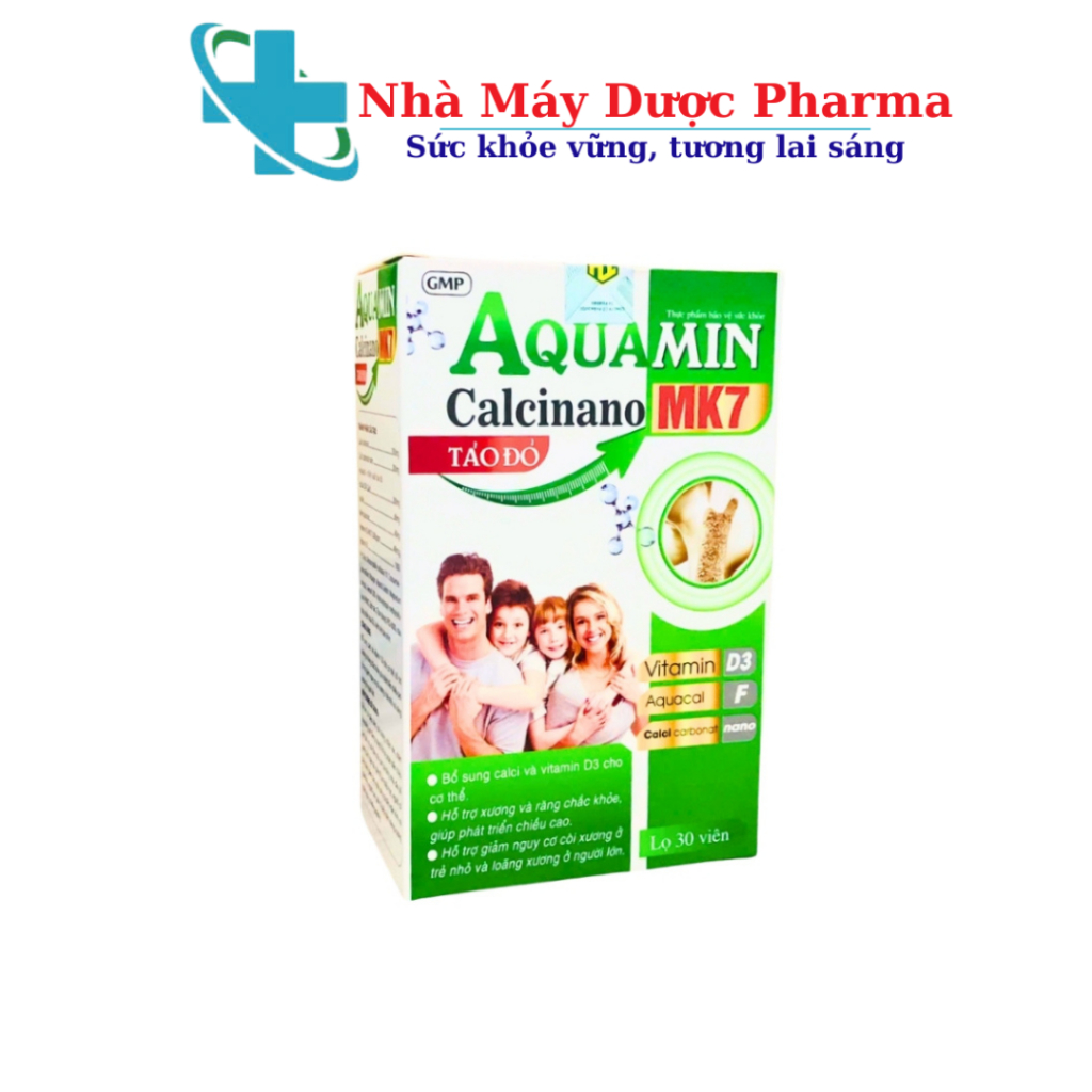 Viên uống Aquamin Calcinano MK7 Bổ sung Calci và vitamin D3 cho cơ thể Hỗ trợ xương và răng chắc ...