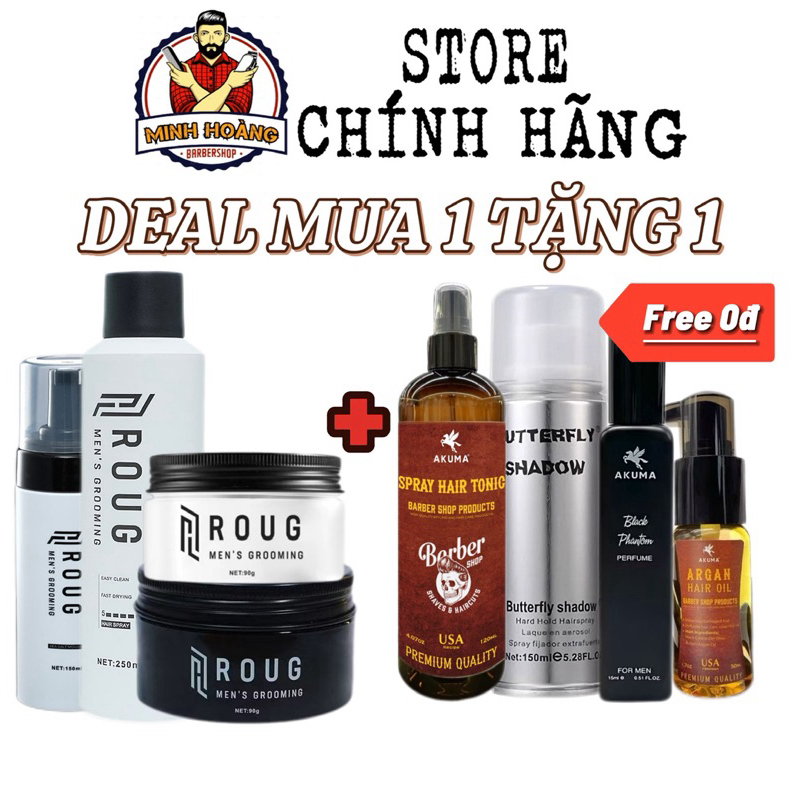Sáp vuốt tóc Roug Matt Clay,Matte Clay, Roug trắng, Roug đen, Gôm xịt ...